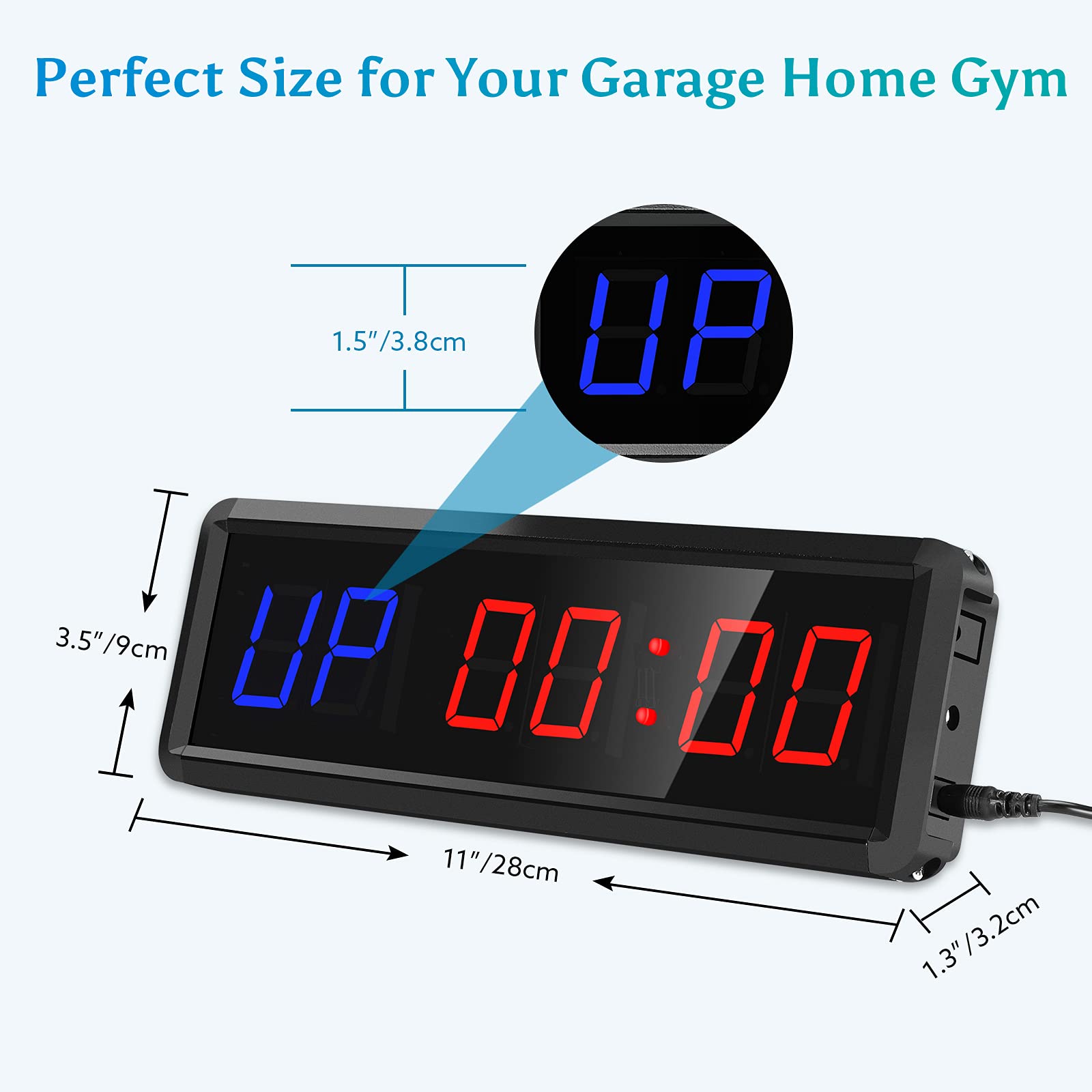Seesii Gym Interval Timer Stopwatch Clock With Remote 1 5 Inch