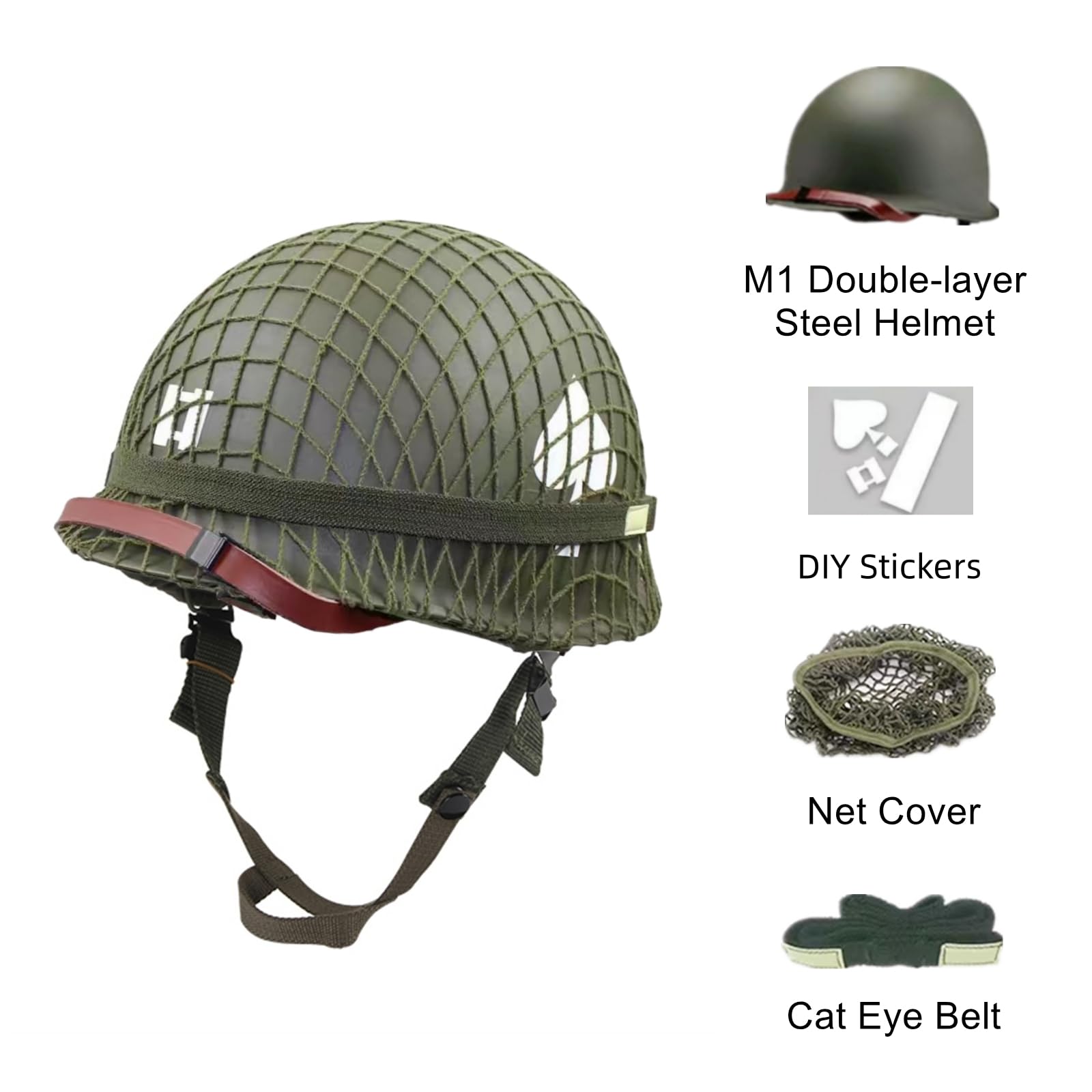 Snapklik.com : SYLPHID Outdoor Green WW2 US M1 Helmet Steel Field