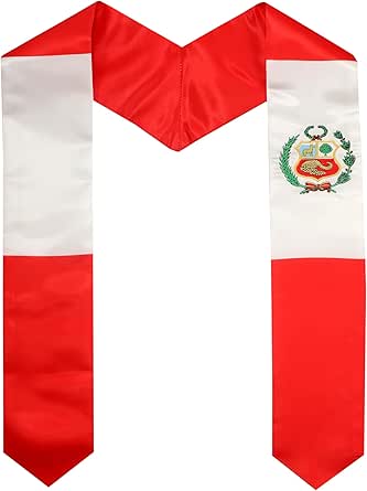 Amazon.com: 2 Pack Peru Peruvian Nation Flag Graduation Stole, Satin ...