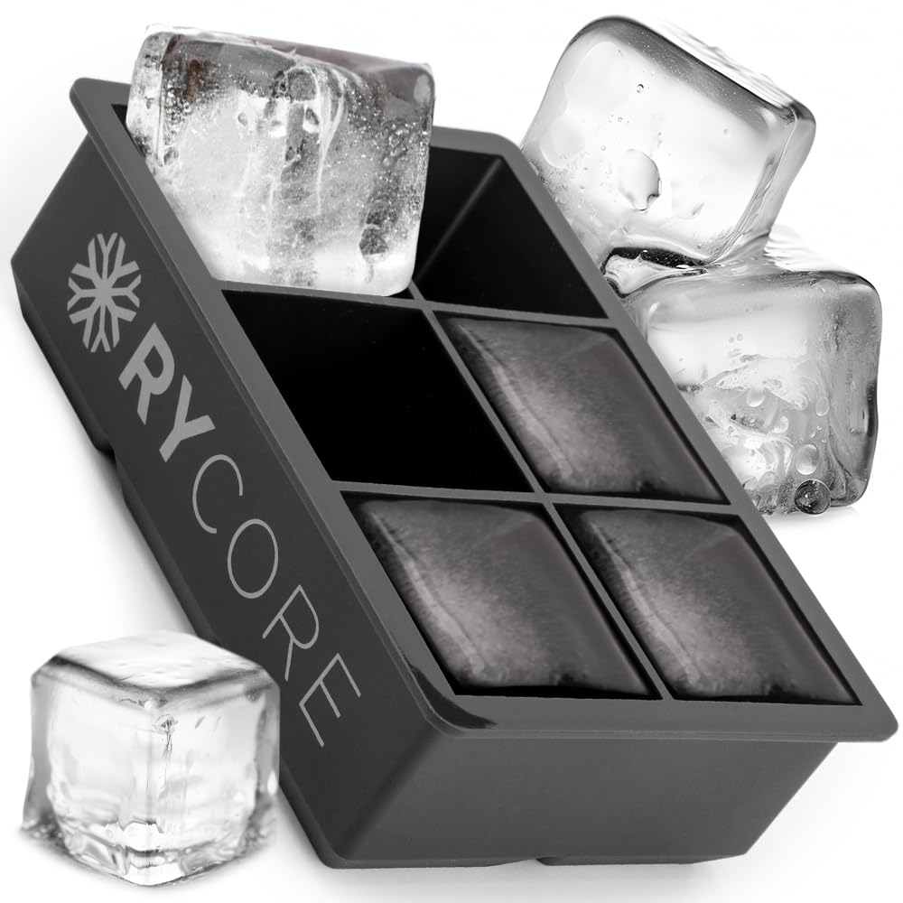 Snapklik.com : Premium Large Square Ice Cube Mold Pack - 6 Cubes, Black ...