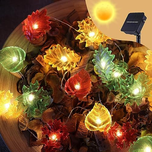 enlaceray Solar Lights Fall Leaf String Lights Outdoor Garden Decor ...