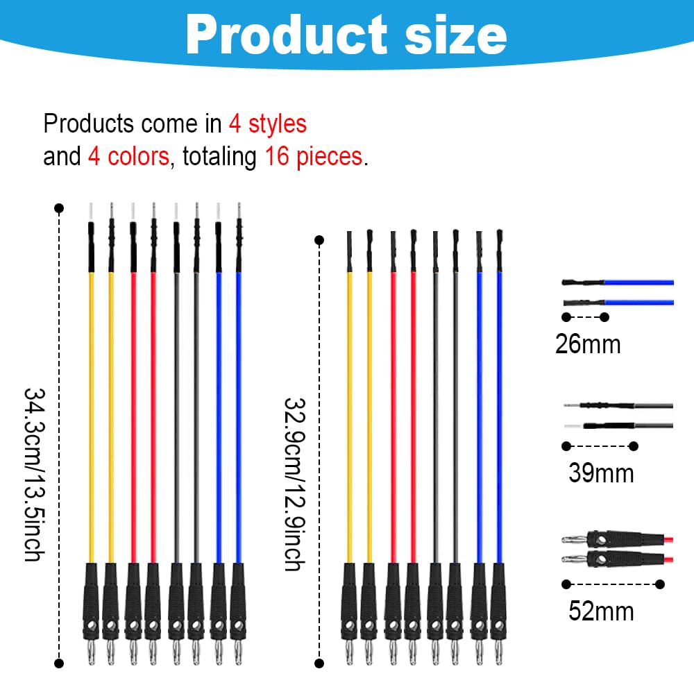 Snapklik.com : KAWISH Banana Plug Jumper Wires Kit, 16pcs 4mm Stackable ...