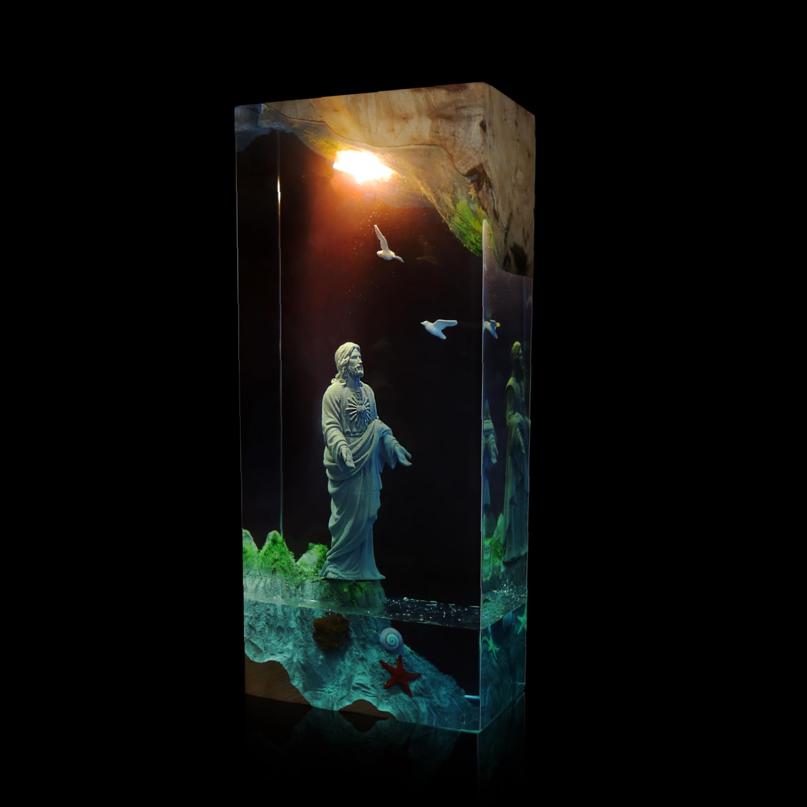 Amazon.com: eletriace Jesus Statue Figurine Led Night Light Epoxy Resin ...