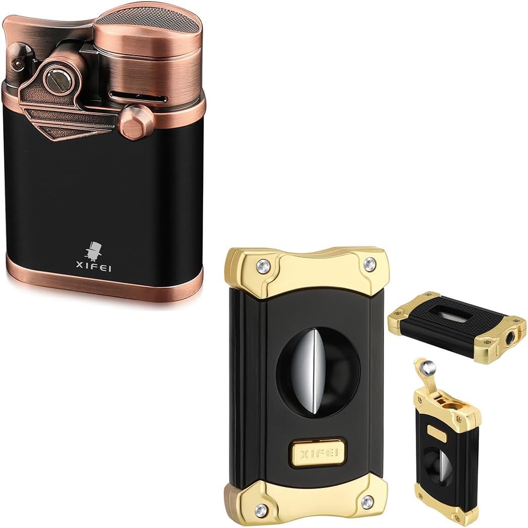 Amazon.com: XIFEI Cigar Lighter 4 Jet Flame with Cigar Holder & XIFEI V ...