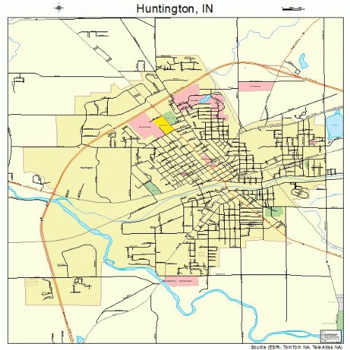 Large Street & Road Map of Huntington, Indiana IN - Printed poster size ...