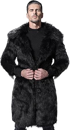Amazon.com: EELHOE Men's Winter Faux Fur Warm Overcoat Thick Heavyweight Open Front Coats Casual ...
