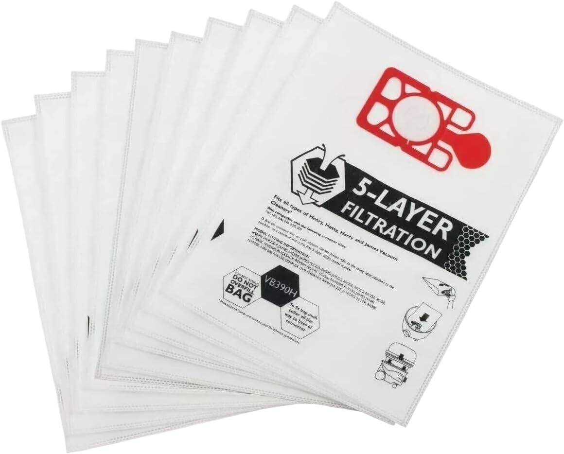 (Pack of 10) Replacement Henry Hoover Dust Bags Compatible with Numatic ...