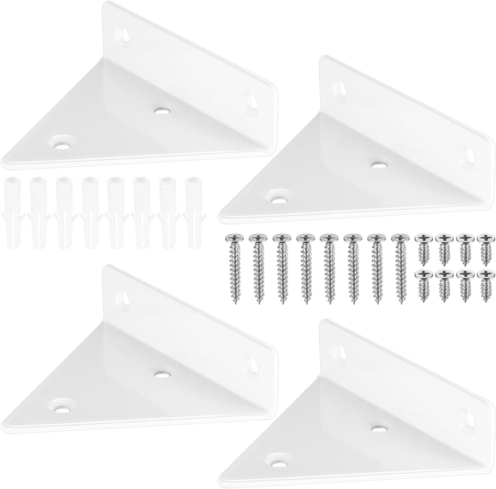 2 Pairs 3" x 4" Classic London White Shelf Brackets, Small Metal Wall ...