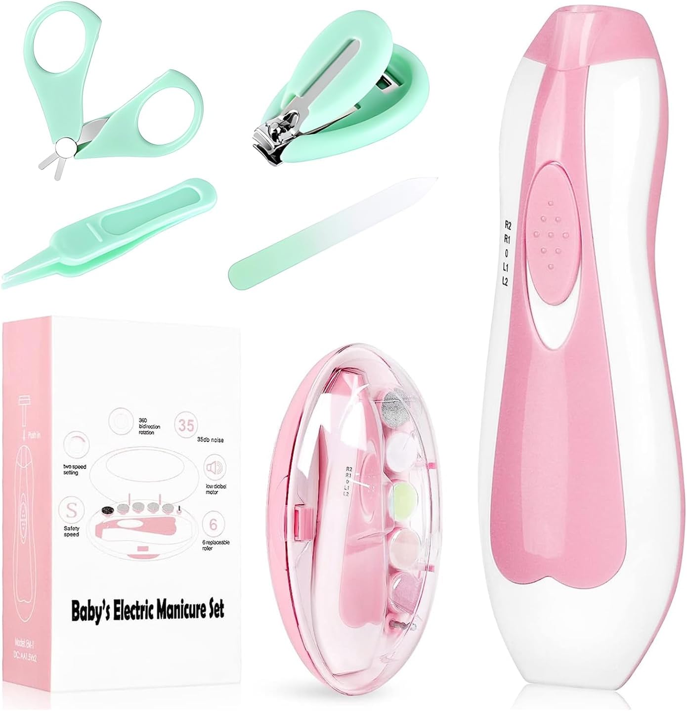 Amazon.com: Baby Nail Trimmer Electric-12 in 1 Baby Nail Clippers Safe ...