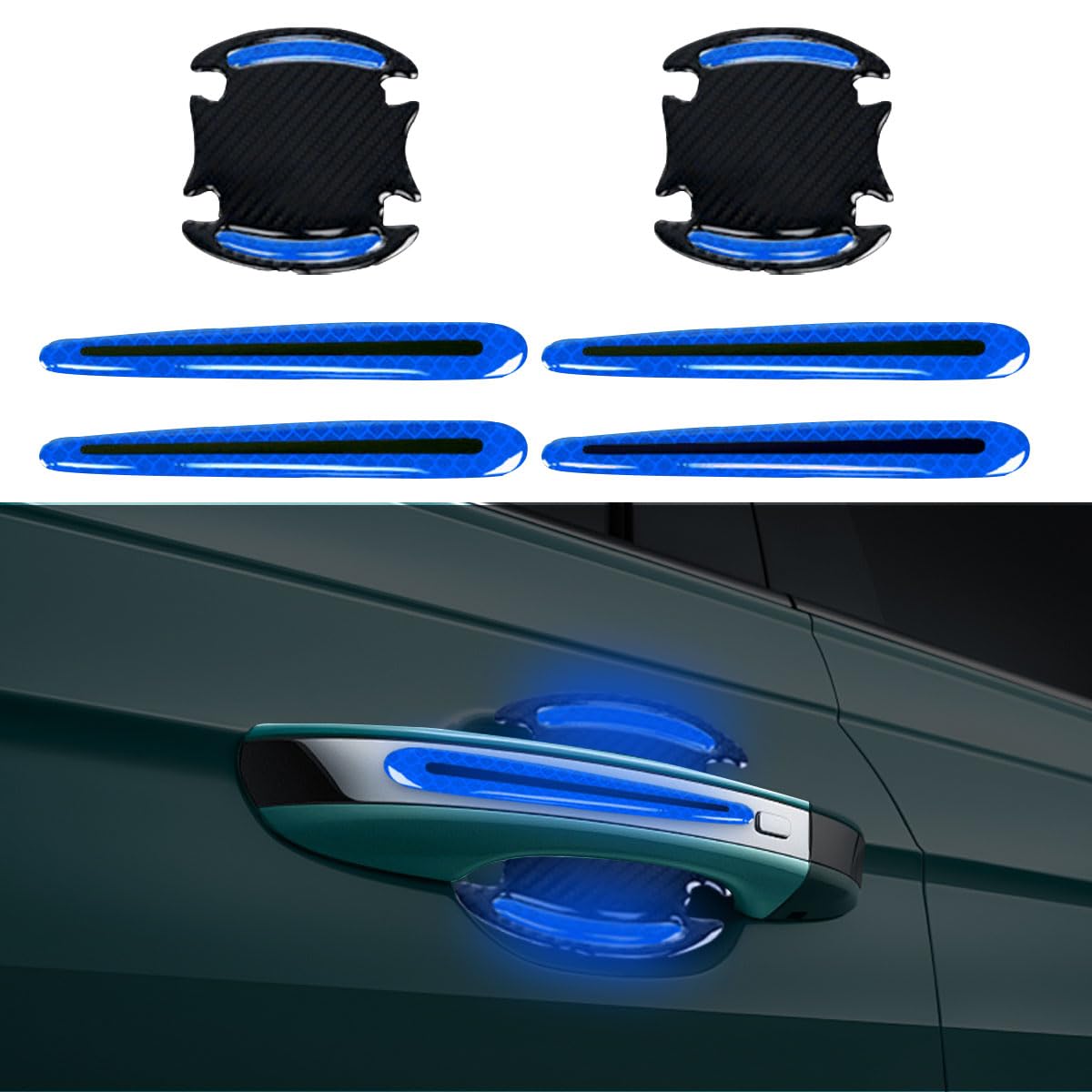 Amazon.com: 8PCS Reflective Car Door Handle Protector Sticker, Carbon ...