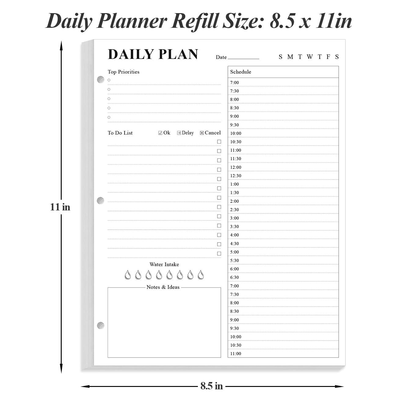 Snapklik.com : Undated Daily Planner Refill - A4 Planner Inserts, To Do ...