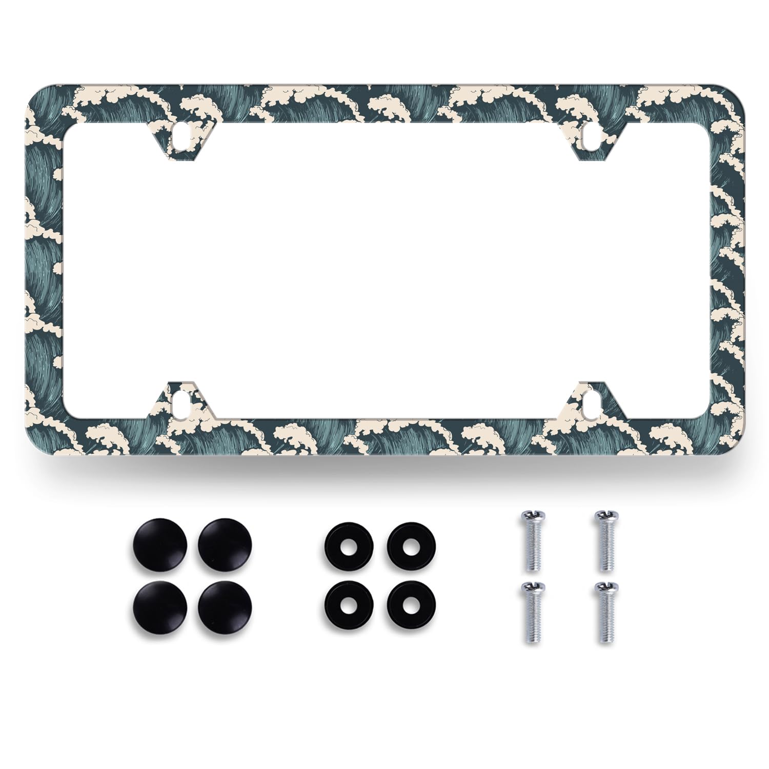 Amazon.com: Retro Ocean Waves License Plate Frame Japanese Traditional ...