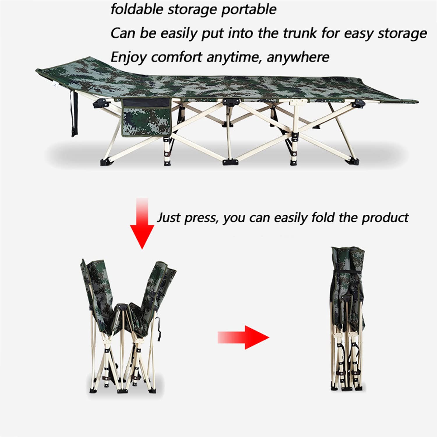 JTWMY Folding Camping Cot, Adults Portable and Lightweight Cots ...