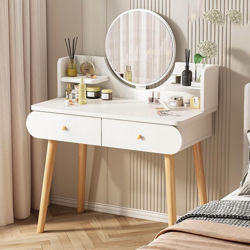 Gelory Dressing Table with Mirror, Wooden Makeup Vanity Desk, Modern ...
