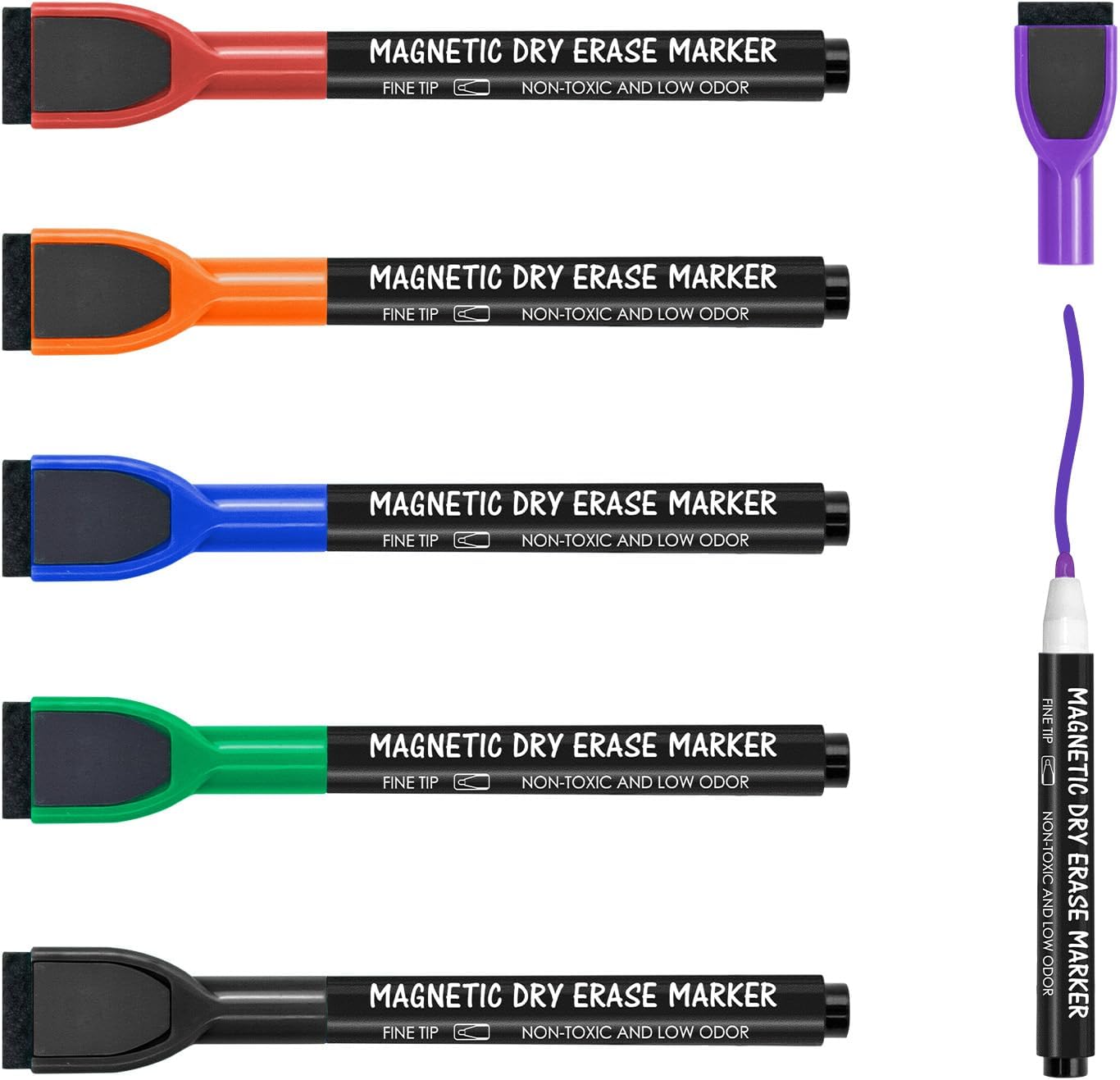 maxtek Magnetic Dry Erase Markers, Fine Tip Whiteboard Markers with ...