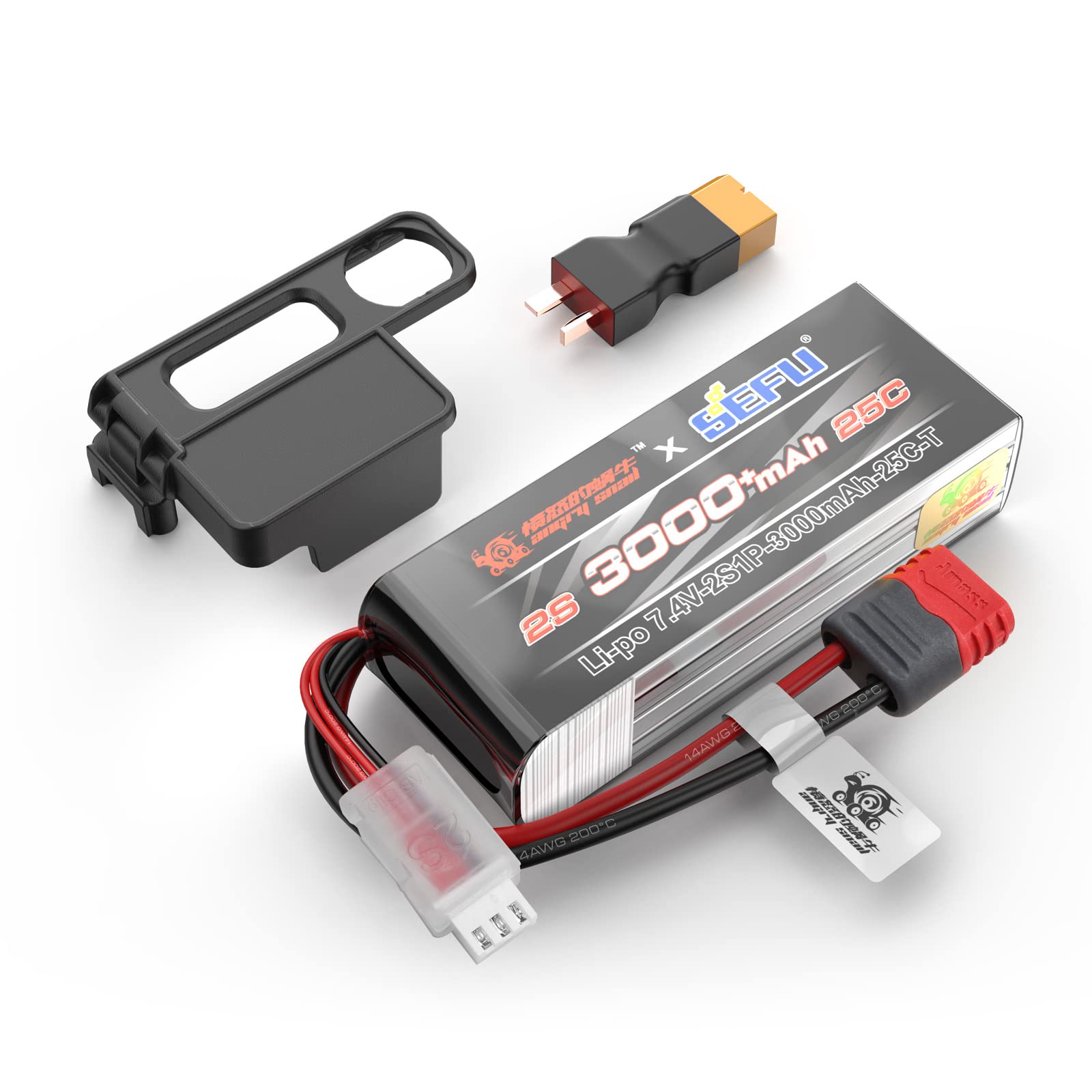 Amazon.com: MEW4 2S3000 RC Car Upgrade 7.4V 2S 3000 mAh 25C Large ...