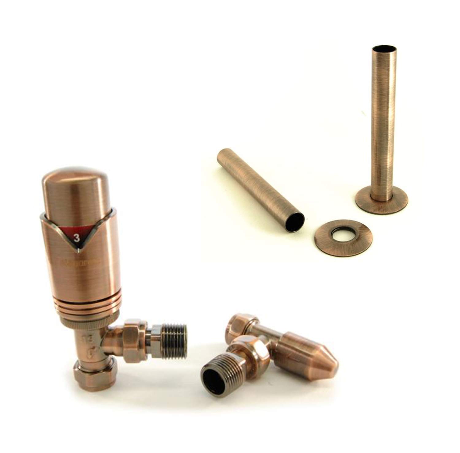 Buy Wave Modern Angled TRV Wheel-Head Radiator Valve (Antique Copper ...