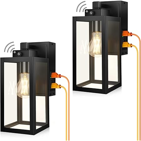 Dusk to Dawn Motion Sensor Outdoor Porch Lights with GFCI Outlet,Waterproof Outdoor Light ...