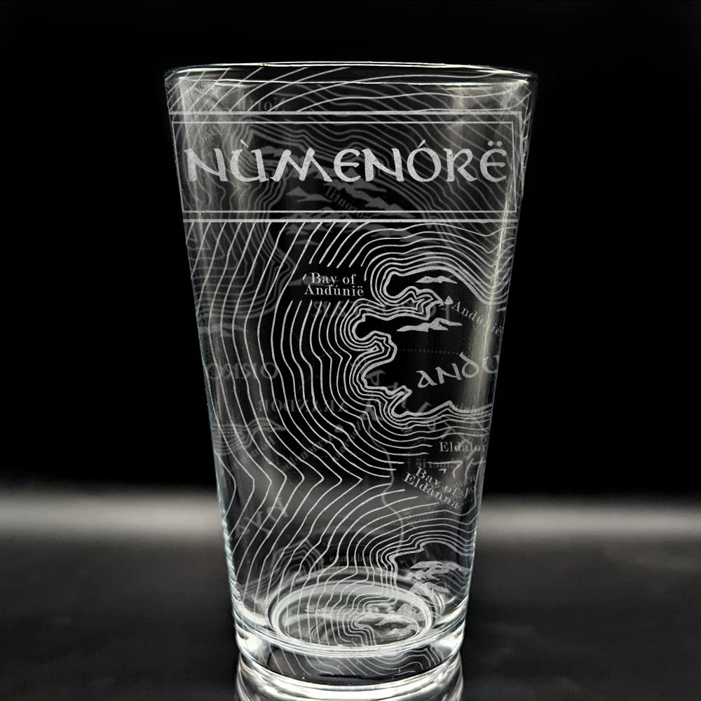 Snapklik.com : MAP OF NUMENORE Engraved 16oz Pint Glass Inspired By ...