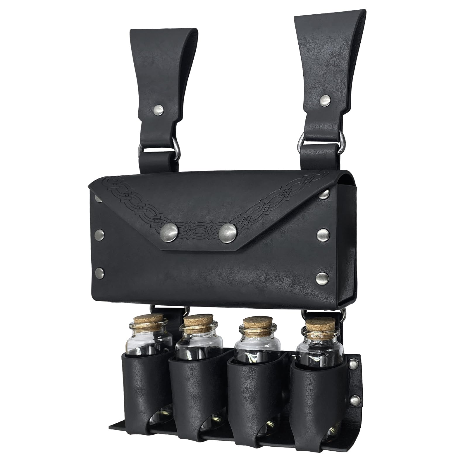 HiiFeuer Medieval Alchemy Faux Leather Belt Bag with 4 Cork Potion ...