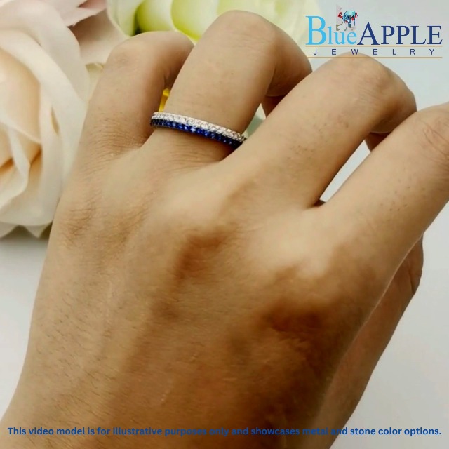 Watch Full Eternity Stackable Double Row Band Ring Round on Amazon Live