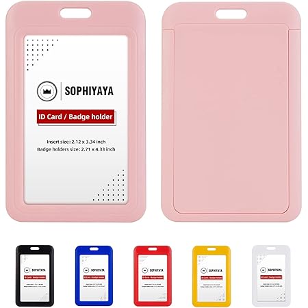 Amazon.com : 12 Pack Sliding ID Badge Holder Hard Plastic Key Card Work ...