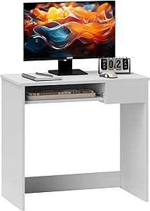 HOMCOM 80cm Compact Computer Desk with Keyboard Tray, Home Office Desk ...