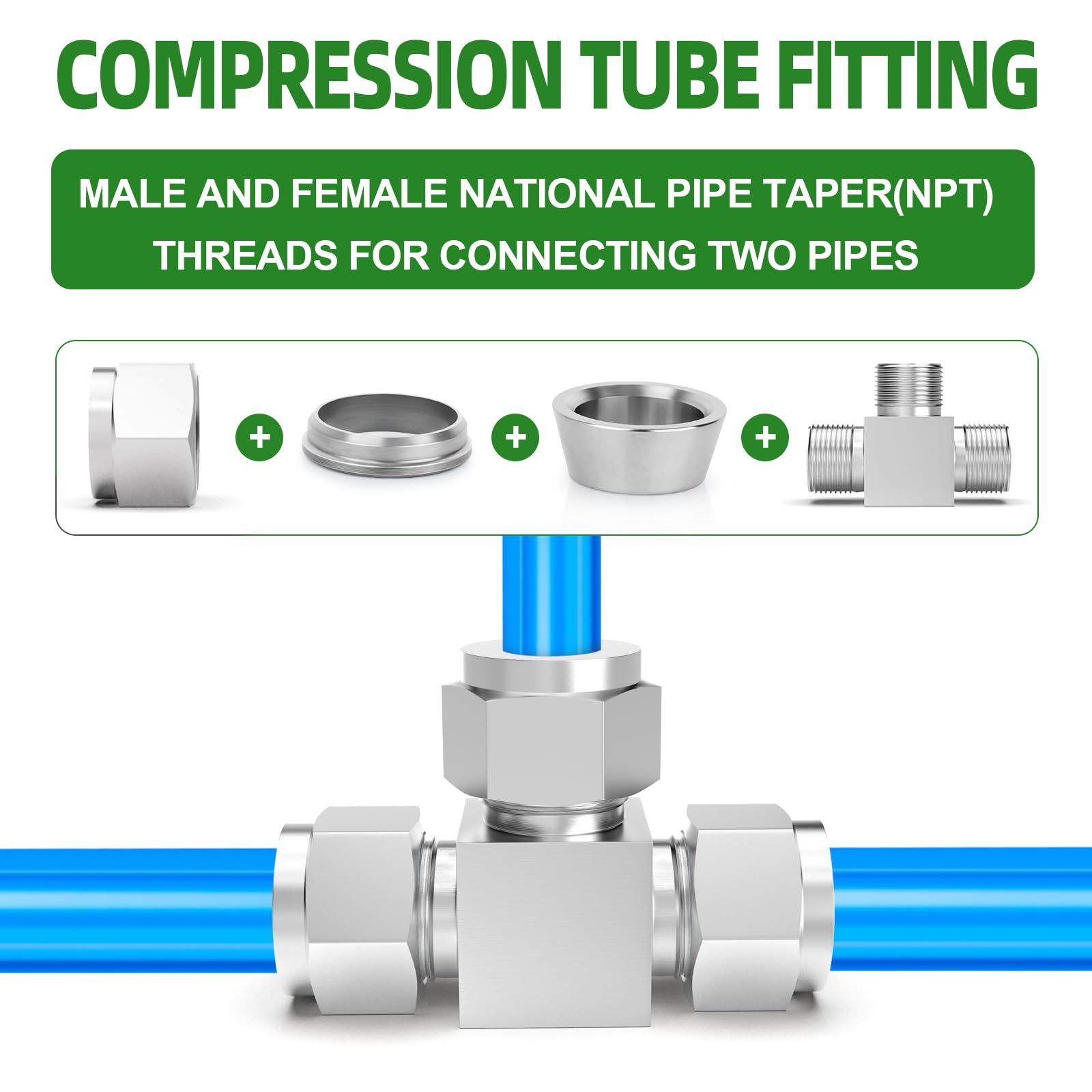 12 An Fittings 2-Pack 304 Stainless Steel Compression Fittings (10mm X ...