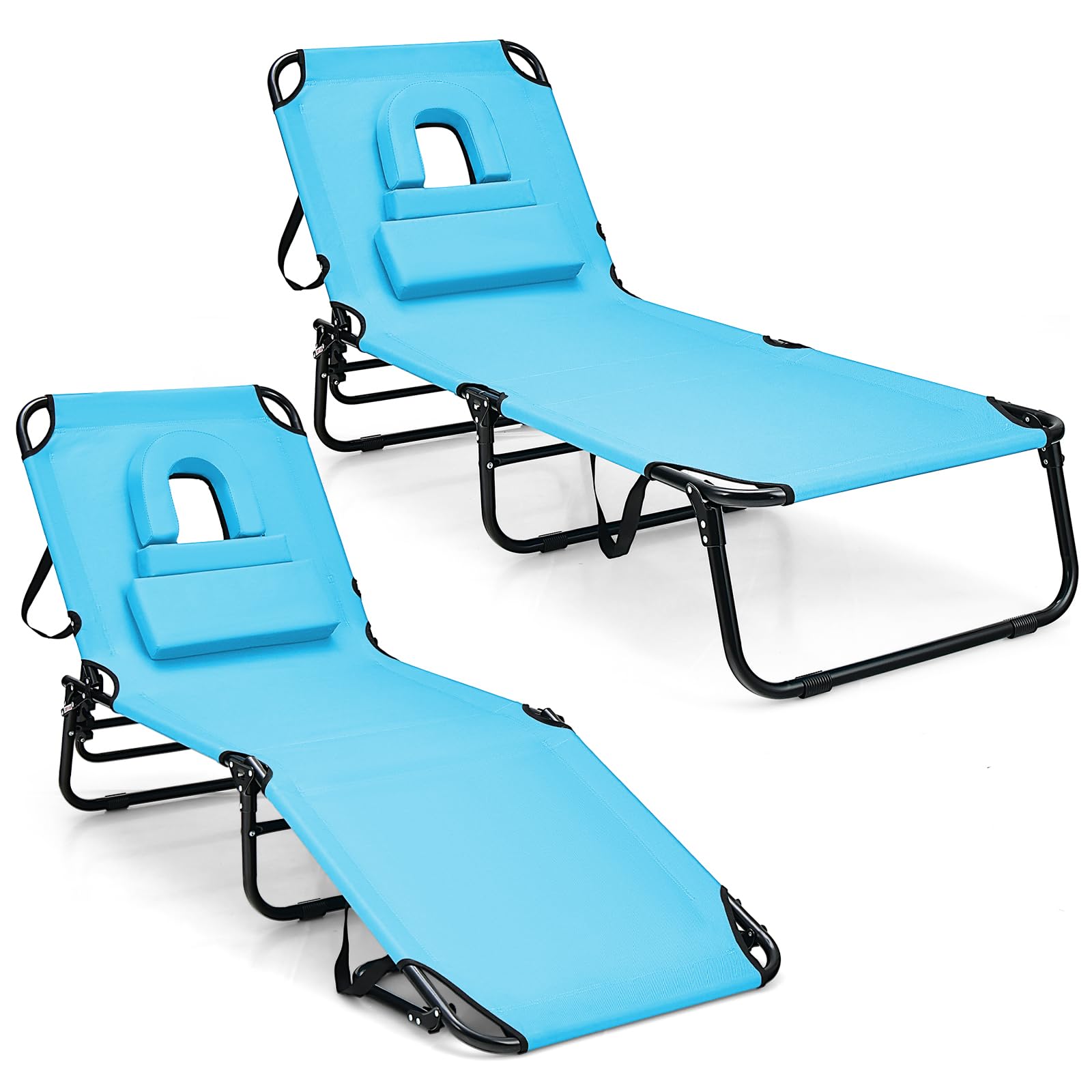 Amazon.com : Giantex Folding Beach Tanning Chair - Adjustable Patio ...