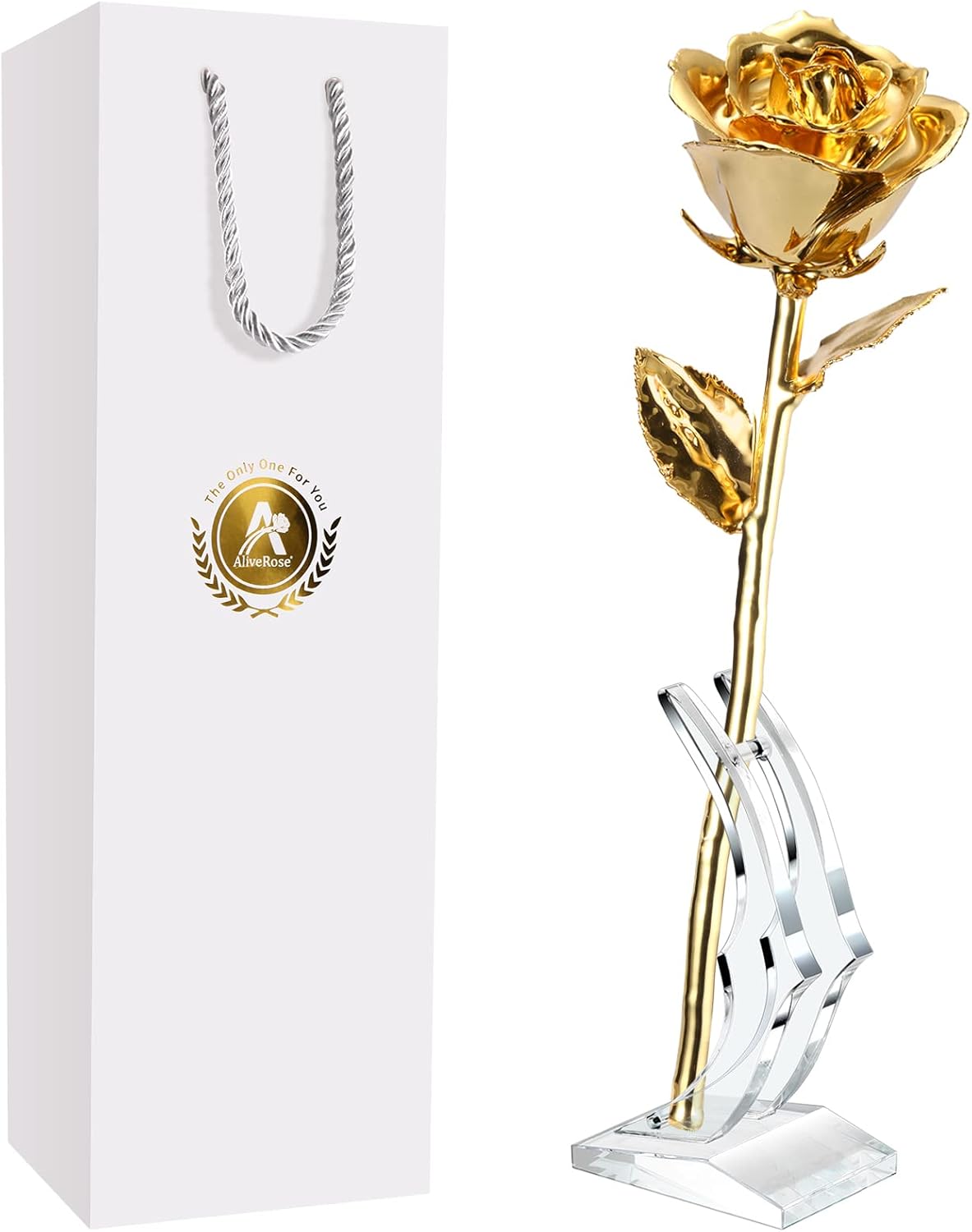 Amazon.com: AliveRose 24k Gold Rose, Golden Rose Made from Real Rose ...