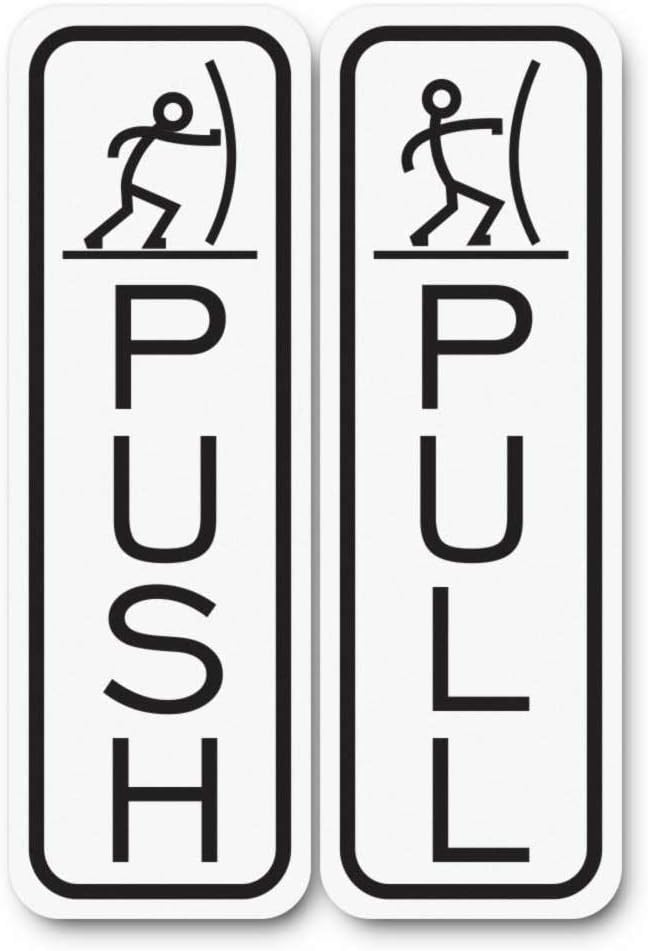 Amazon.com : Fun Push Pull Door Sign (Brushed Silver) : Office Products