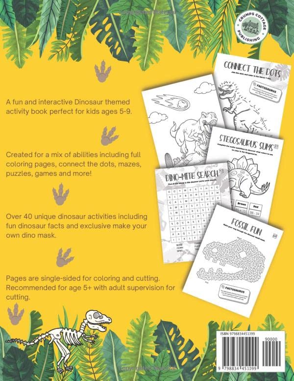 Dinosaur Activity Book For Kids Ages 5-9: Over 40 Fun & Engaging ...