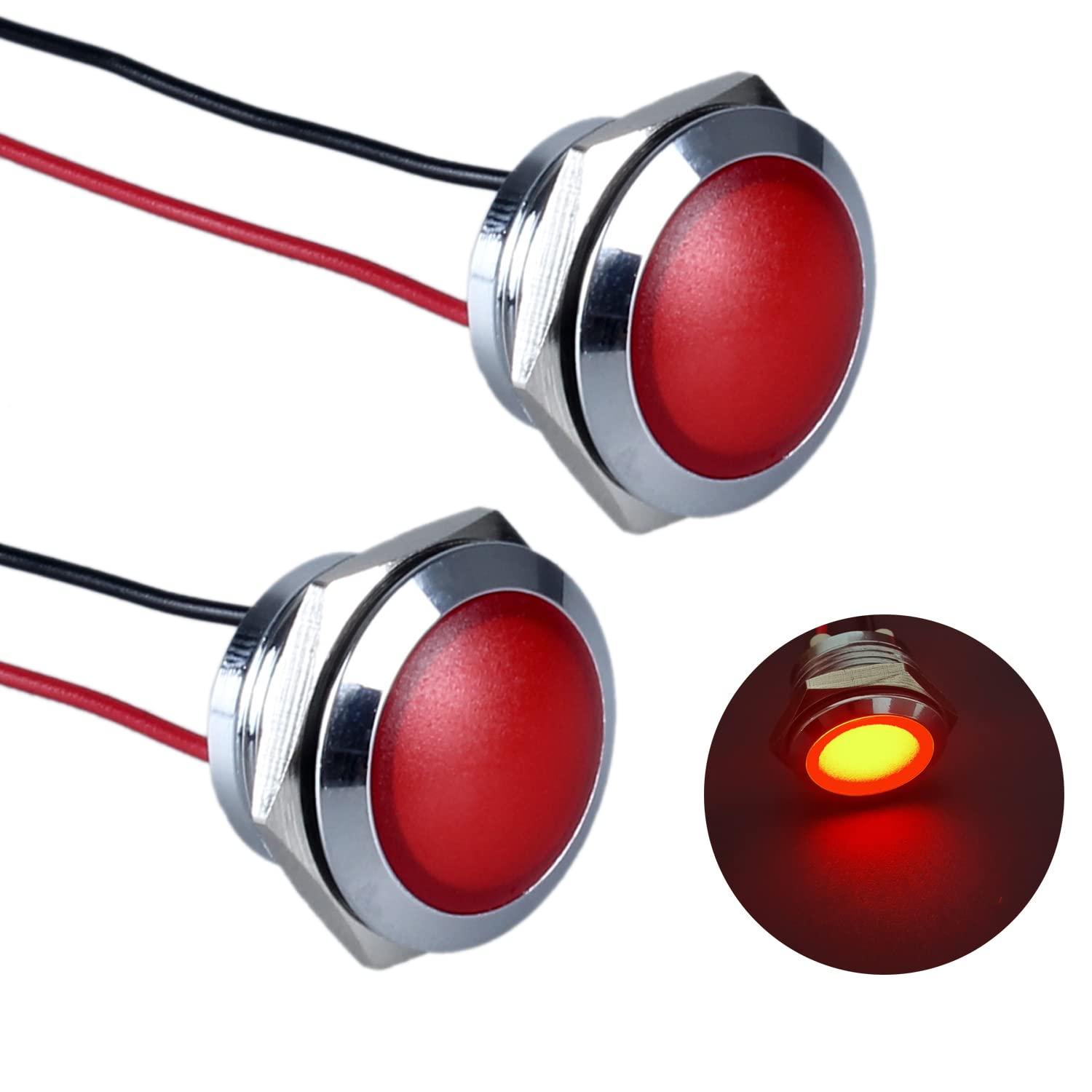 Snapklik.com : DMWD 2Pcs 19mm 12V-24V 20mA Metal Energy Saving LED ...