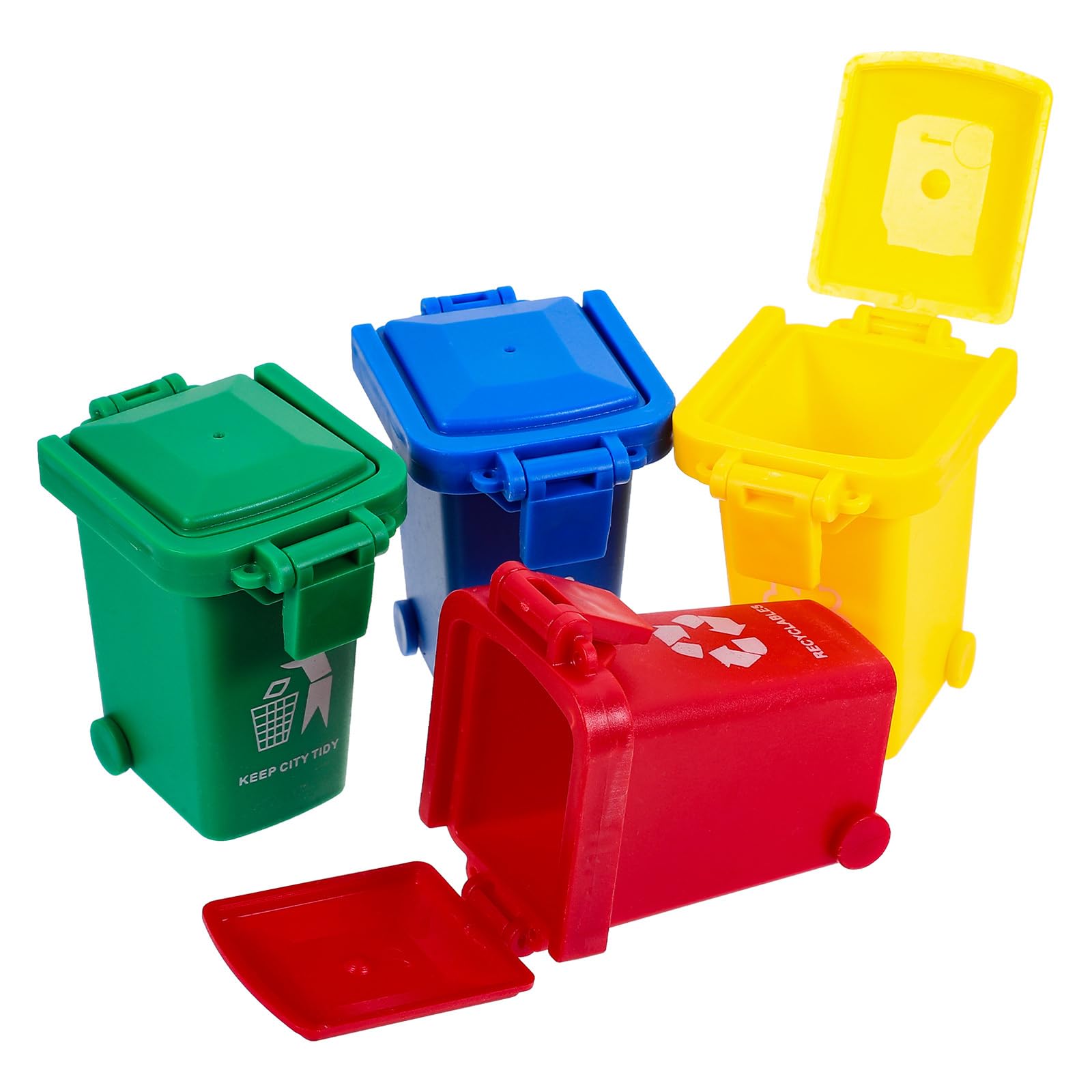 iplusmile 4Pcs Miniature Trash Can Bin Classification Toy, Pen Holder ...