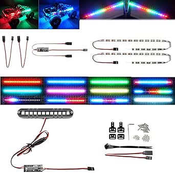 Amazon.com: RC LED Light Strips Kit and Light Bar for RC Car Crawler ...