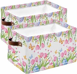 Amazon.com: Easter Storage Basket with Handles for Shelves Closet ...