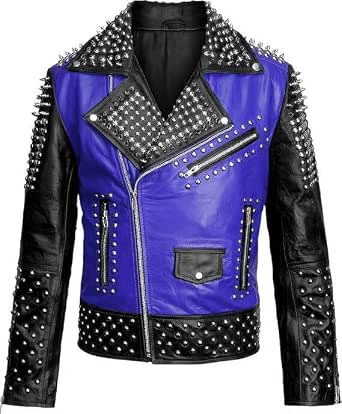 Men's Brando Punk Rock Spiked Moto Biker Studded Leather Jacket ...