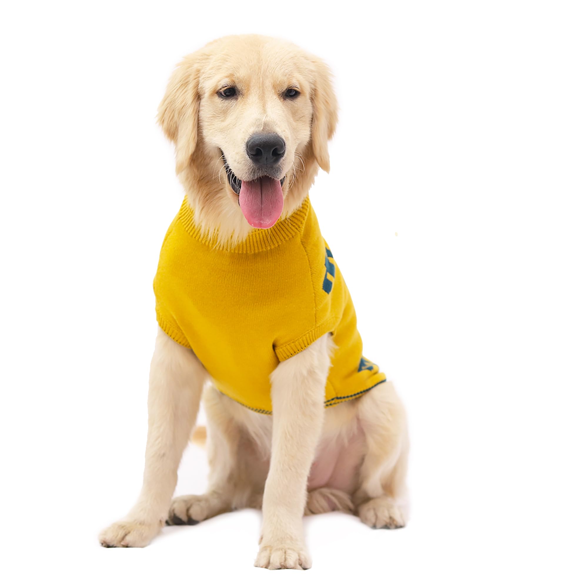 Furry Castle, Cozy & Stylish Dog Sweater with Yellow Print, Made with Soft and Warm Wool, Easy ...