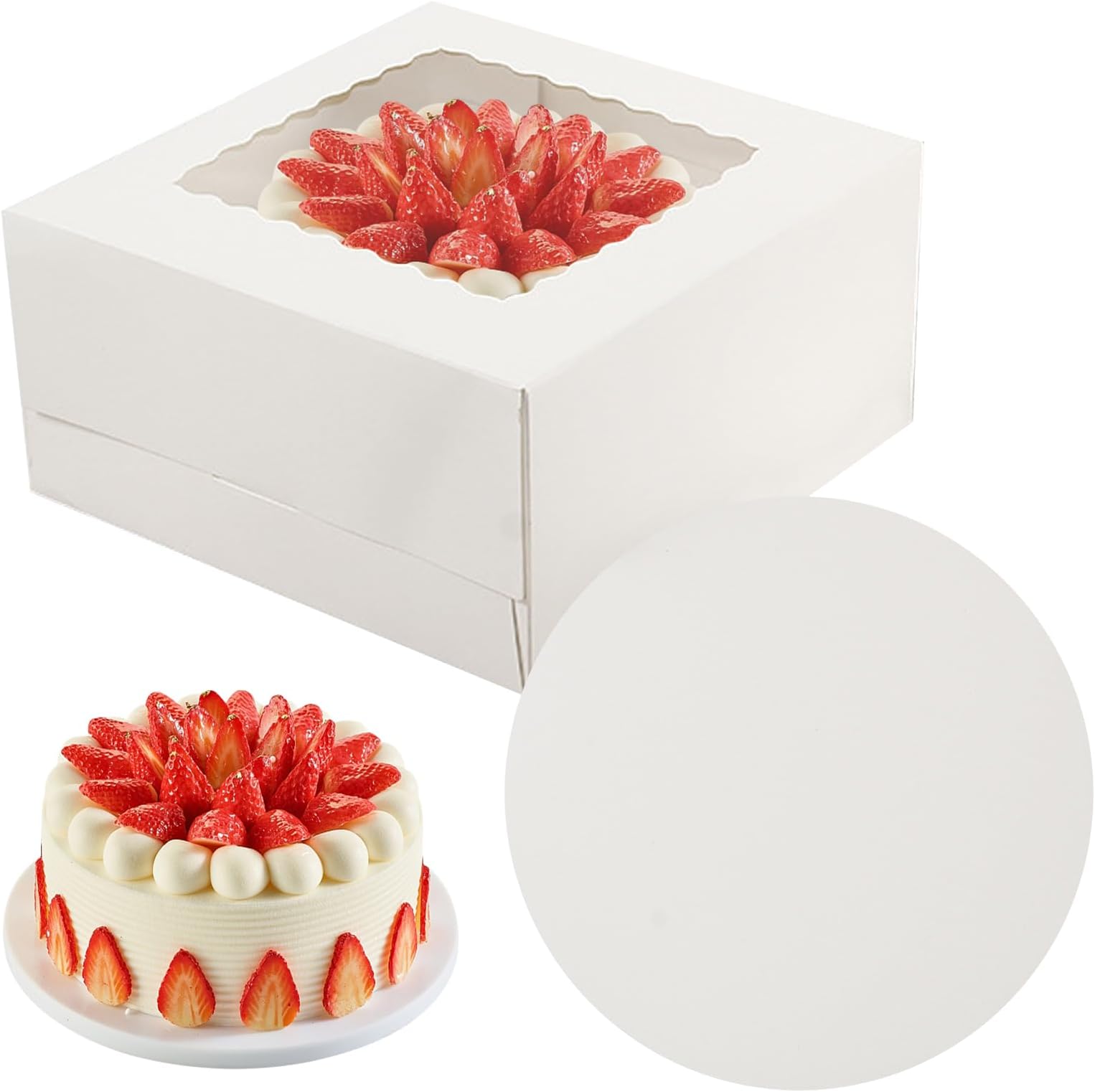 Amazon.com: Domuvogue 25 10 Inch Set Cake Boxes With Boards – 10x10x5 ...