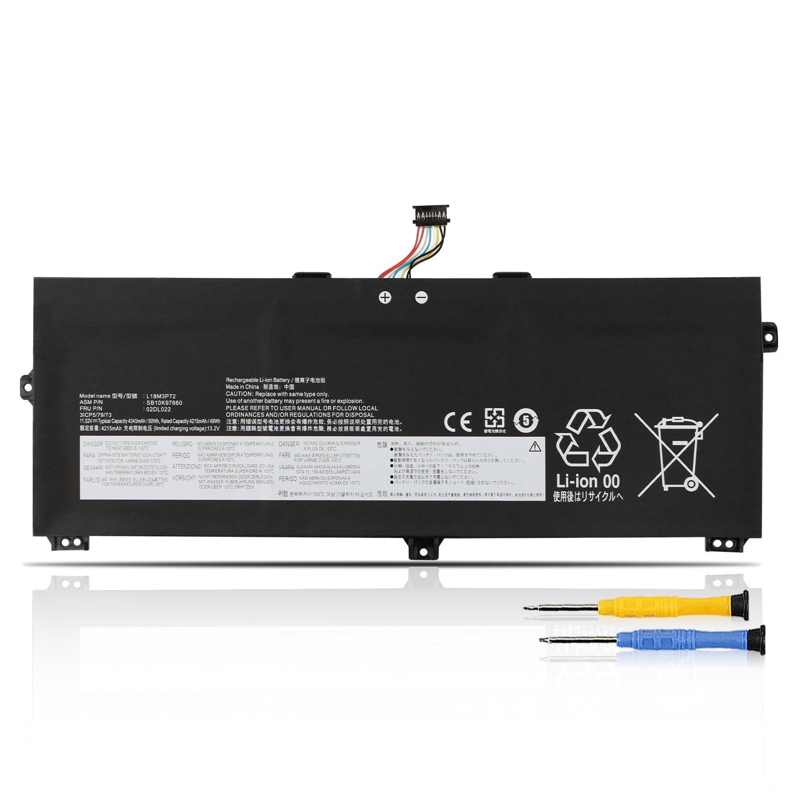 L18L3P72 02DL021 Battery for Lenovo ThinkPad X390 Yoga X13 Yoga 1st Gen ...