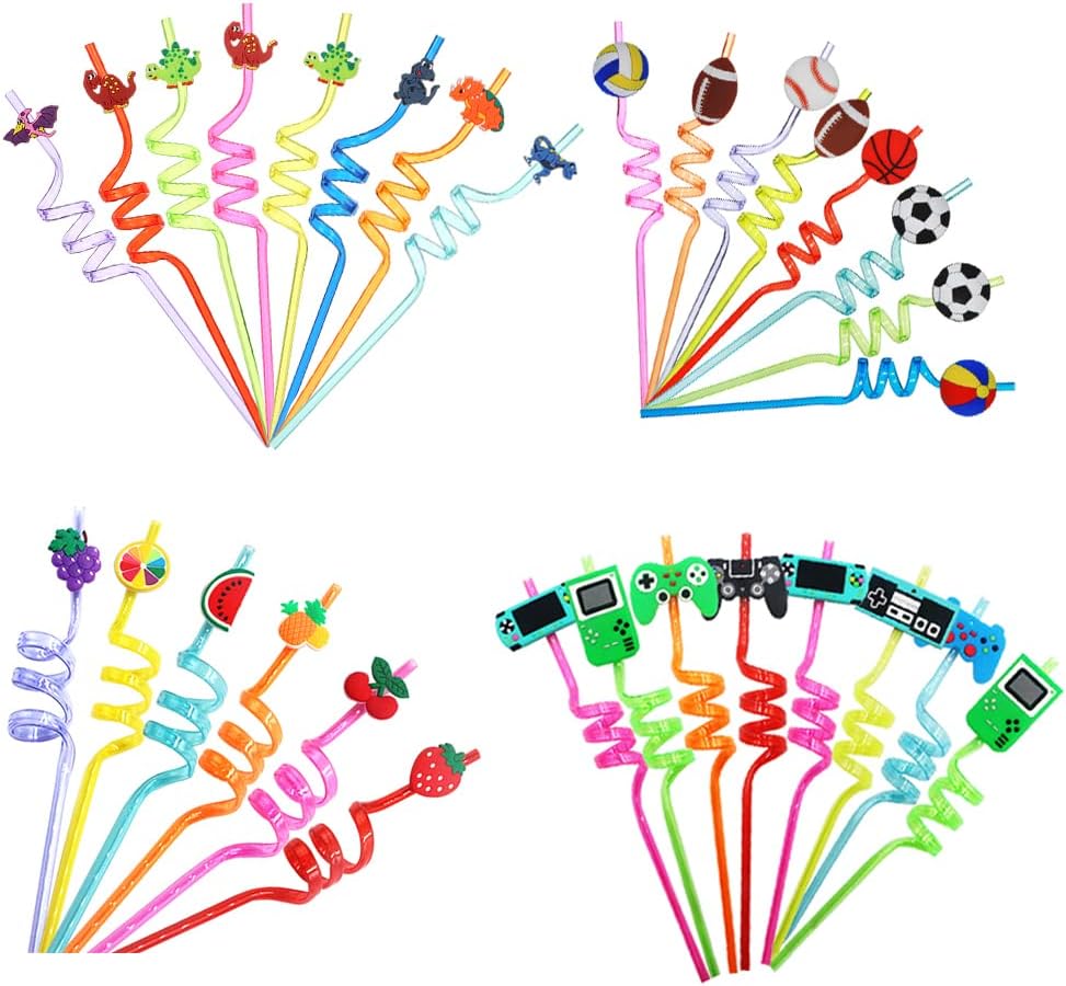 Amazon.com: Pack of 30 Reusable Plastic Drinking Straws - Game ...