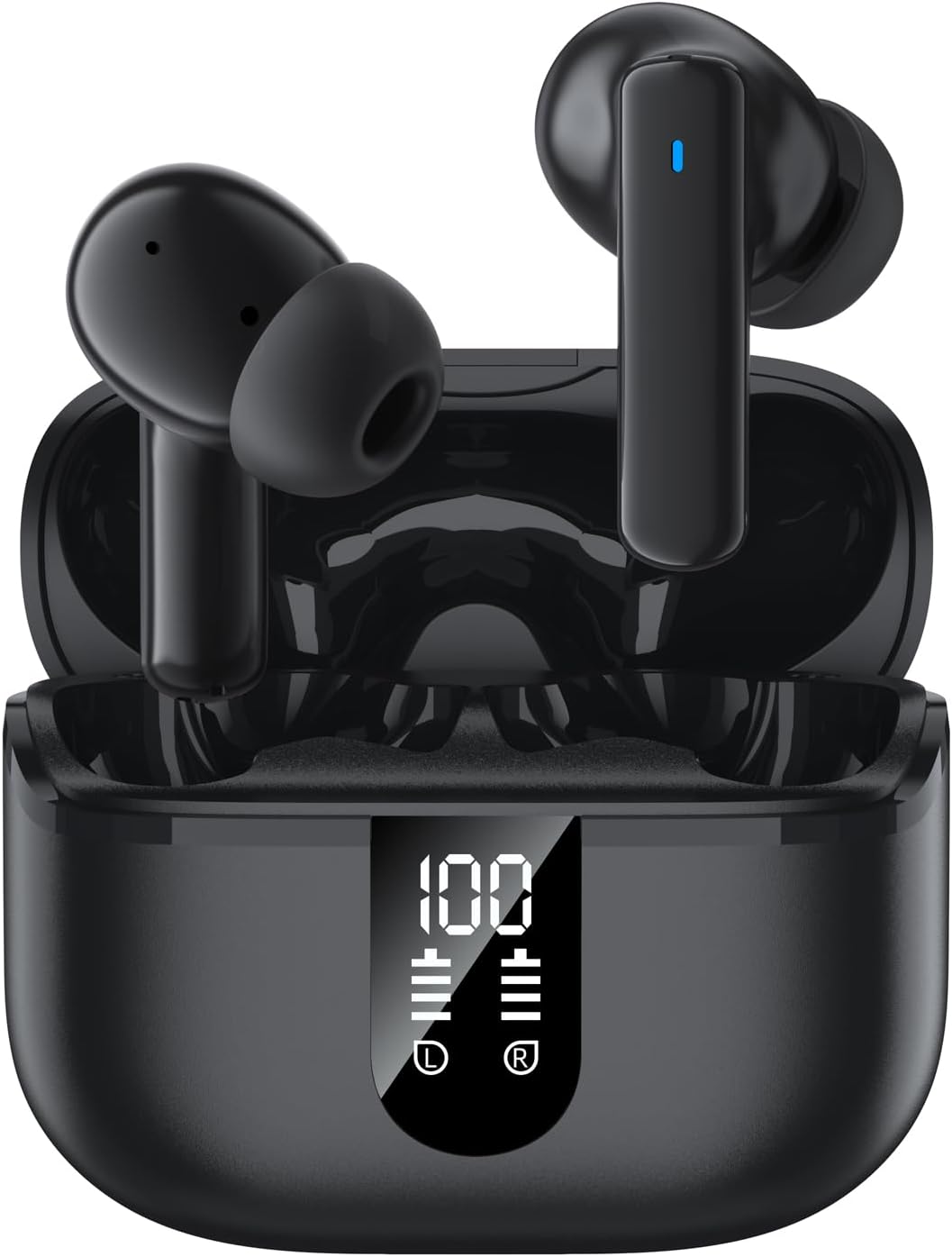 Amazon.co.jp: bluetooth イヤホン イヤフォン ヘッドセット マイク付き 通話用 最大60時間再生 重低音 Hi-Fi 自動ペアリング ブルートゥース LEDディスプレイ ...