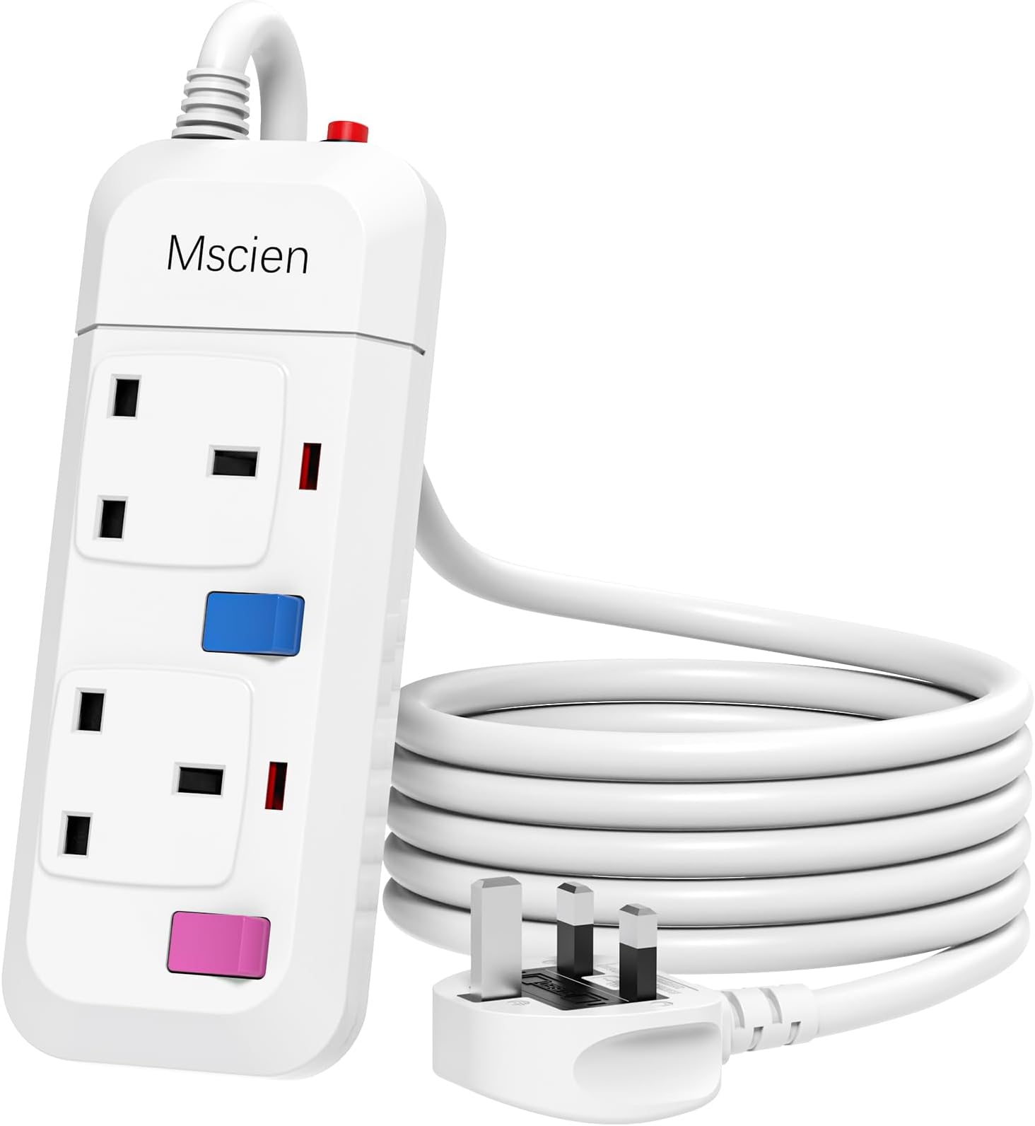 Mscien Extension Lead 2 Way Plug Sockets with Individual Switches ...