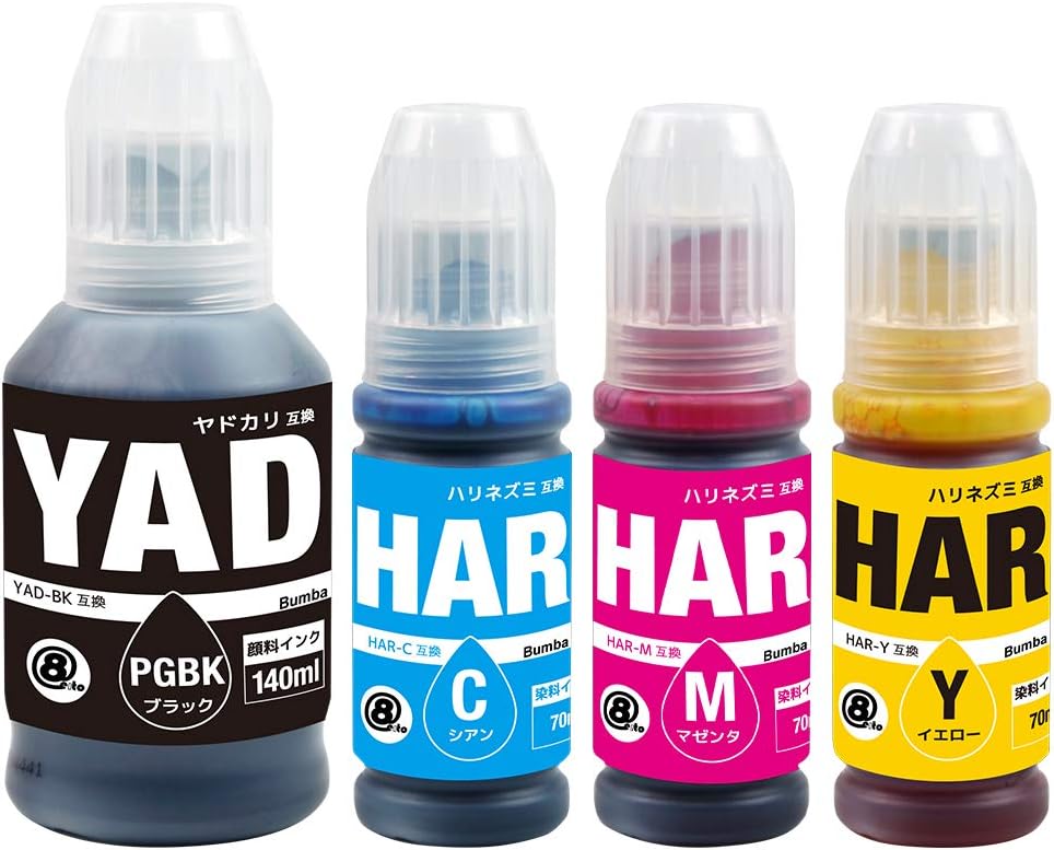 Amazon.co.jp: 【純正品】エプソン インクボトル YADHAR 4色セット ヤドカリ ブラック(YAD-BK) + ハリネズミ カラー3色(HAR-C HAR-M HAR-Y ...