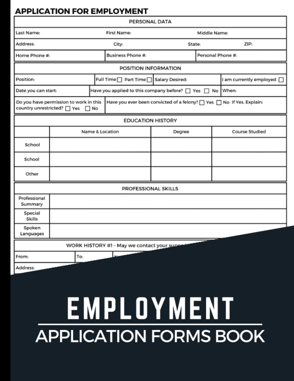Amazon.com: Employment Application Forms Book: Job Application Form ...