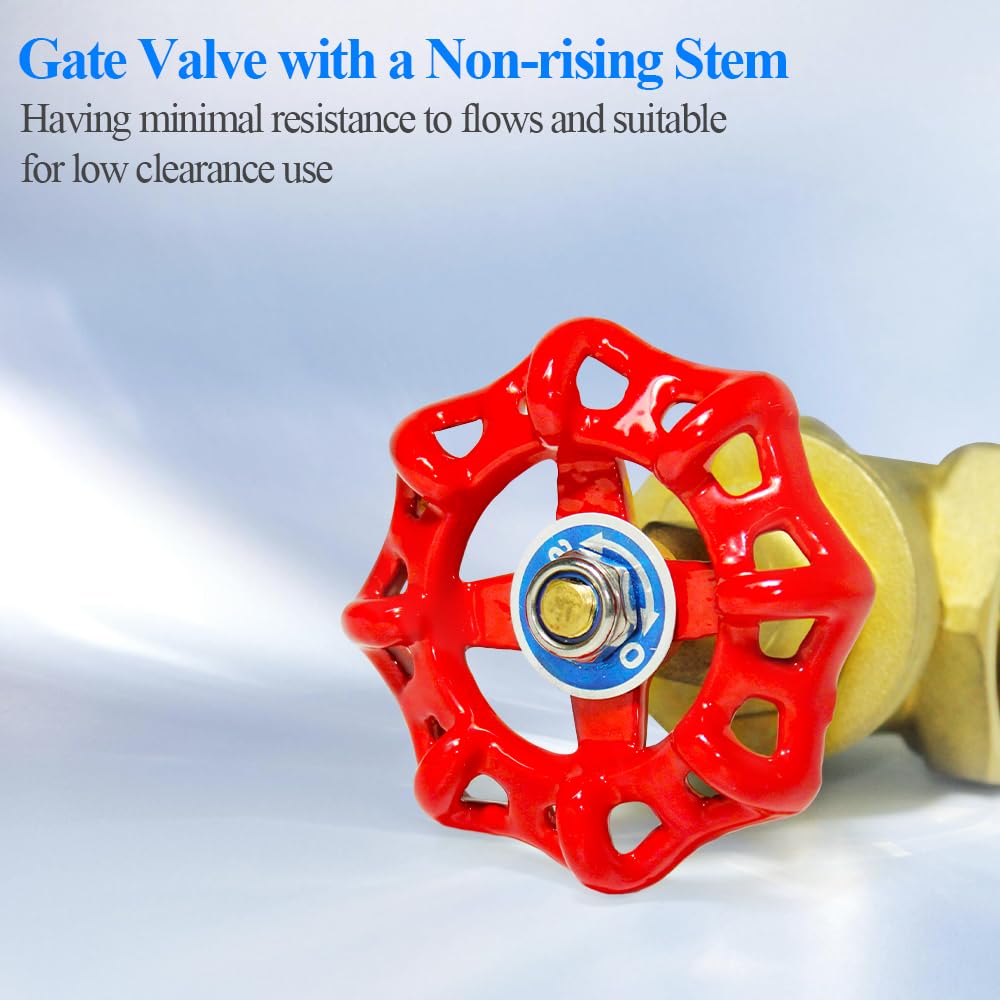 Snapklik.com : WiseWater 1 1/2 Brass Gate Valve, Rotating Sluice Valve ...