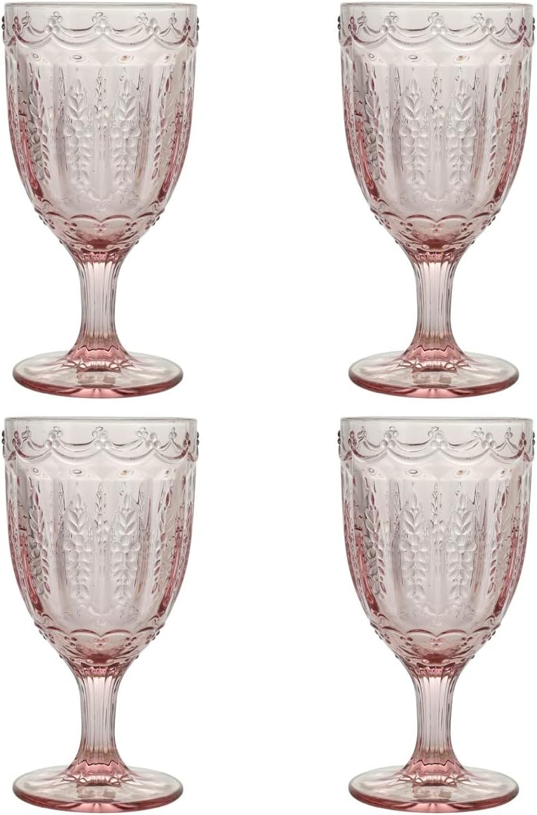 Amazon.com | Elle Decor Set of 4 Wine Goblets | Pink Colored Glassware ...