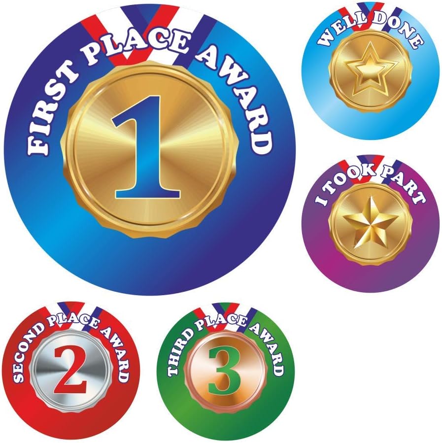 School Stickers Sports Day Metallic Medals Stickers : Amazon.co.uk ...