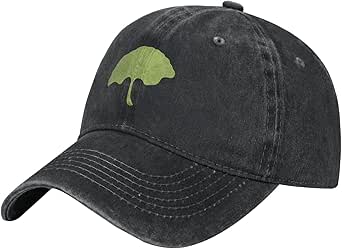 MKGOHLG Black Green Cartoon Ginkgo Leaf Printed Washed Cowboy Baseball ...