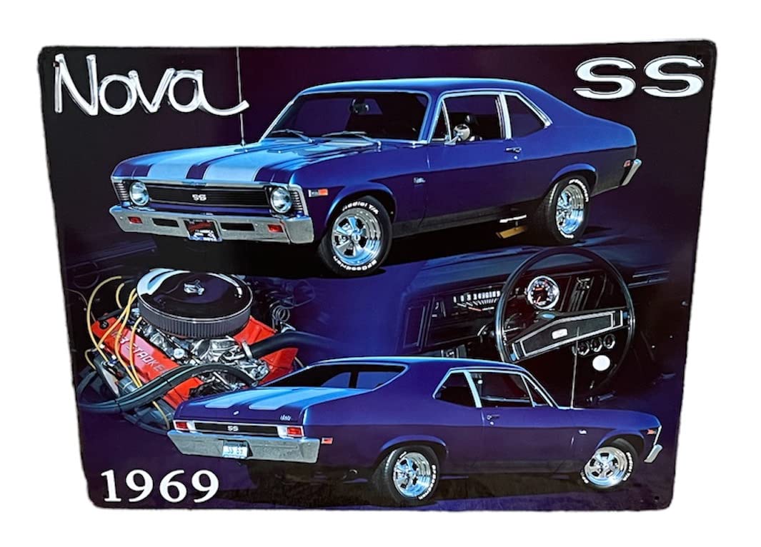 Amazon.com: Vintage Replica 1969 Nova SS Metal Sign, Retro Classic Blue ...